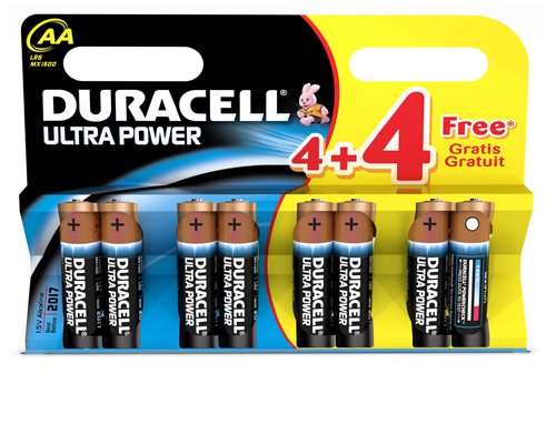 Duracell ultra power aa battery 4 plus 4 free 1.5v voordelig online ...