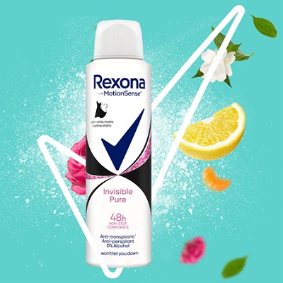 Rexona Invisible Pure Deodorant Spray tegen witte en gele vlekken 150 ...